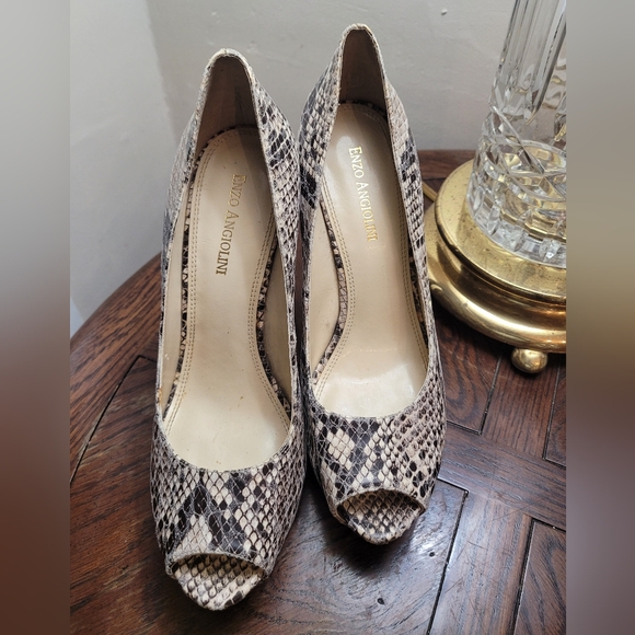 Enzo Angiolini | Shoes | Enzo Angiolini Snake Skin Open Toe High Heel ...